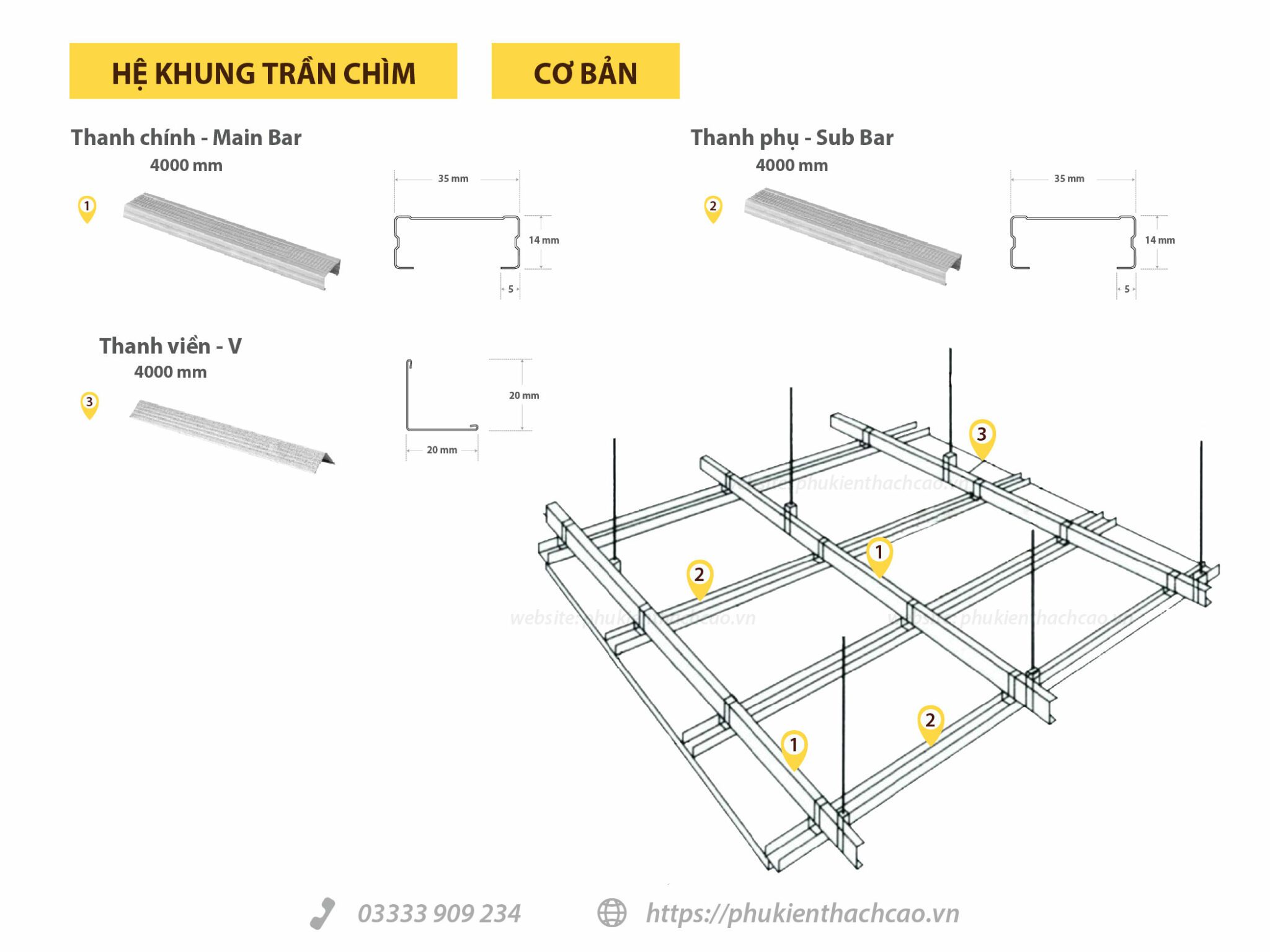 Trần thạch cao khung chìm thi công trần chìm hệ cơ bản giá rẻ.