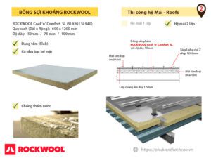 Bông khoáng Rockwool sợi len đá bảo ôn cách âm cách nhiệt