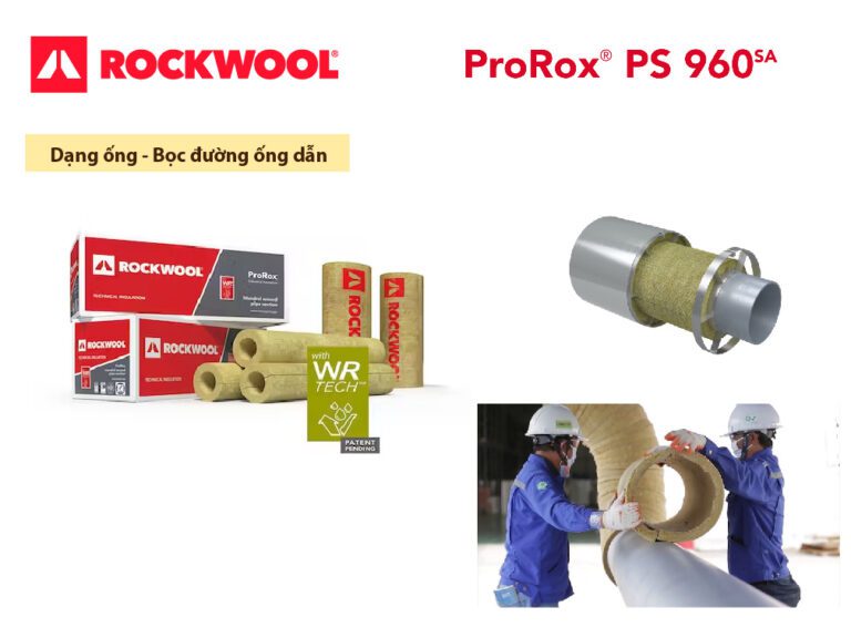 Bông sợi khoáng Rockwool bọc ống bảo ôn bọc lót đường ống dẫn