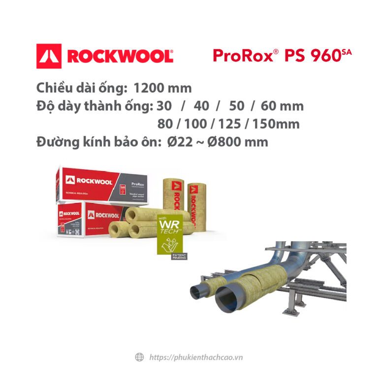 Bông sợi khoáng Rockwool bọc ống bảo ôn bọc lót đường ống dẫn